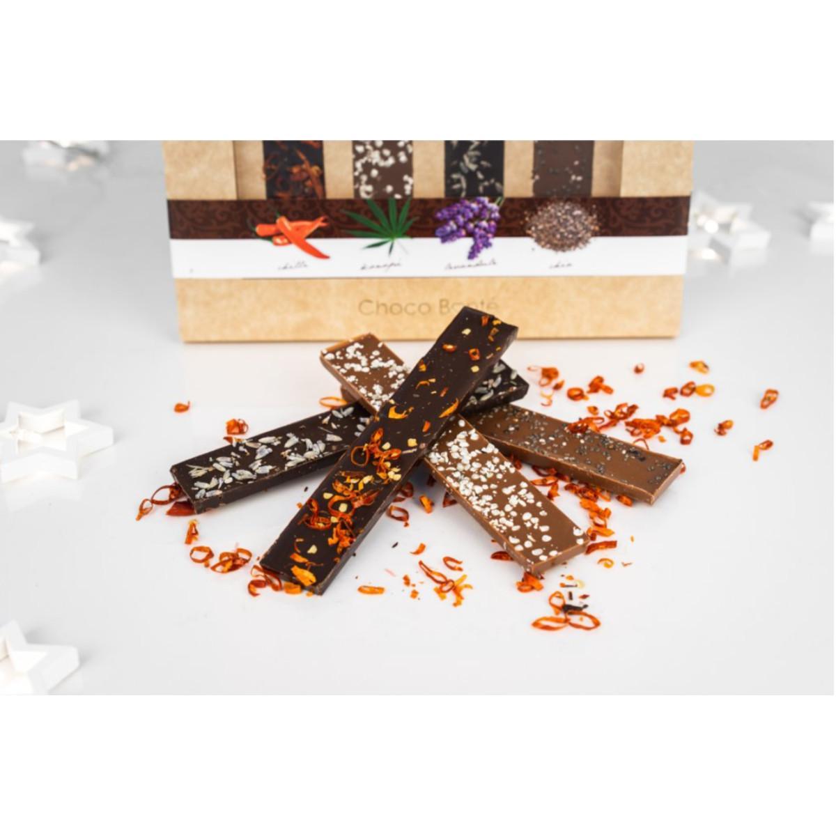 BiOOO.cz - Choco Bonté Pásky hořké a mléčné čokolády (chilli, levandule ...